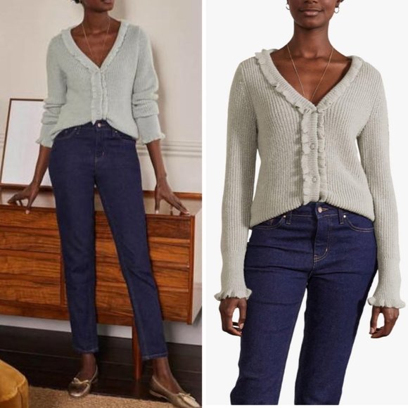 Boden | Sweaters | Boden Cardigan Sweater Jessica Ruffle Wool Alpaca ...